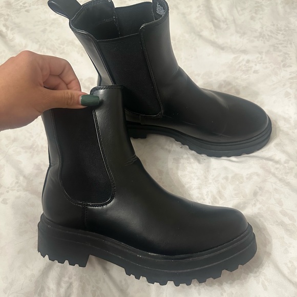 Target | Shoes | Target Brand Black Faux Leather Ankle Boots | Poshmark